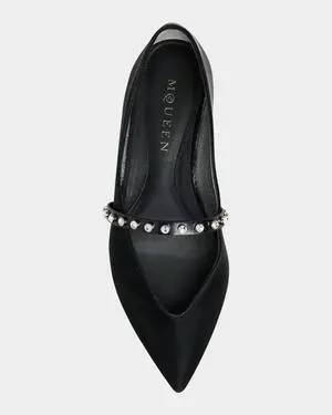 Alexander McQueen Embellished Ballet Flats - Black/bone