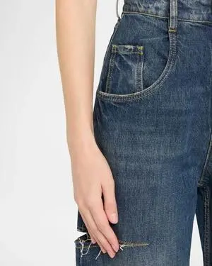 MAISON MARGIELA Slash Slit Barrel-leg Jeans - Blue