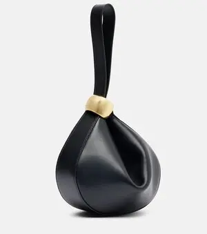 AMANU Zambia Small Leather Top Handle Bag - Black