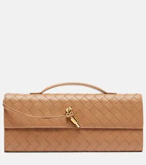 Bottega Veneta Andiamo Intrecciato Leather Clutch - Beige