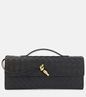 Bottega Veneta Andiamo Intrecciato Leather Clutch - Black