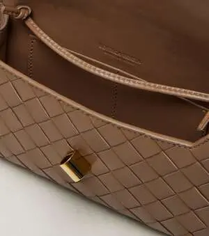 Bottega Veneta Andiamo Intrecciato Leather Clutch - Brown