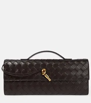 Bottega Veneta Andiamo Intrecciato Leather Clutch - Brown