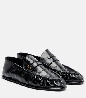 Saint Laurent Eel Leather Penny Loafers - Black