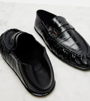 Saint Laurent Eel Leather Penny Loafers - Black