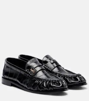Saint Laurent Eel Leather Penny Loafers - Black