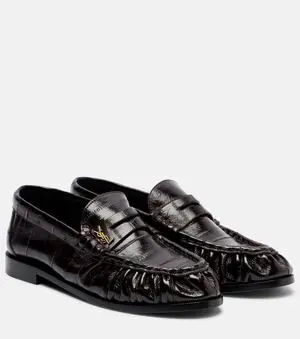 Saint Laurent Eel Leather Penny Loafers - Brown