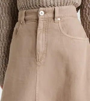 Brunello Cucinelli Cotton And Linen Denim Midi Skirt