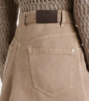 Brunello Cucinelli Cotton And Linen Denim Midi Skirt