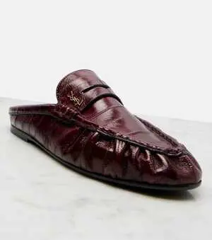 Saint Laurent Le Loafer Leather Mules - Burgundy