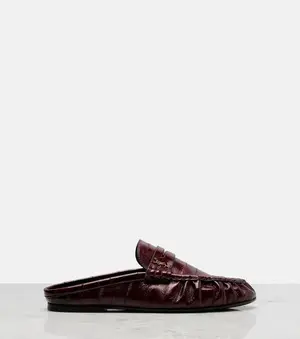 Saint Laurent Le Loafer Leather Mules - Burgundy