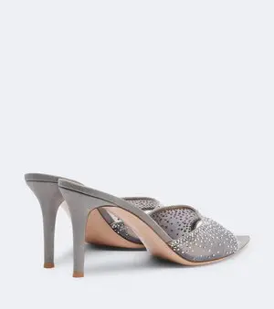 GIANVITO ROSSI Rania 85 Embellished Organza Mules