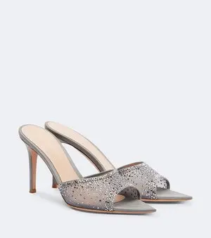 GIANVITO ROSSI Rania Embellished Mules - Silver