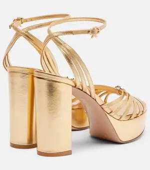 GIANVITO ROSSI Rita 70 Metallic Leather Platform Sandals