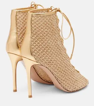 GIANVITO ROSSI 105 Metallic Leather-trimmed Sandals - Gold