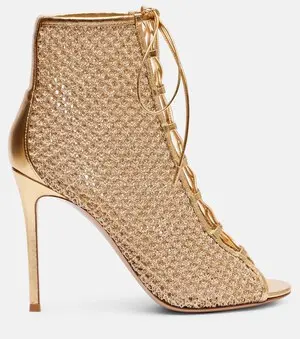 GIANVITO ROSSI 105 Metallic Leather-trimmed Sandals - Gold
