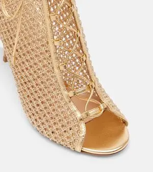 GIANVITO ROSSI 105 Metallic Leather-trimmed Sandals - Gold