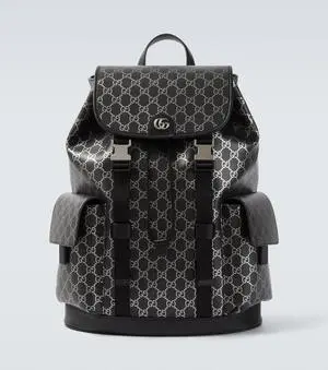 Gucci Gg Leather-trimmed Backpack - Black