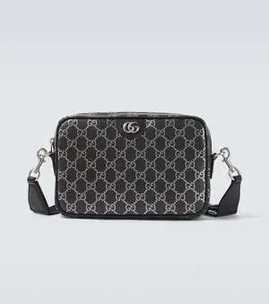 Gucci Gg Leather-trimmed Shoulder Bag - Black