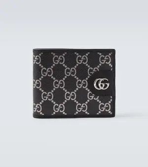 Gucci Gg Leather-trimmed Bifold Wallet - Black