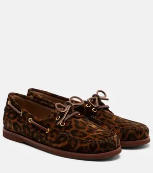 GIANVITO ROSSI Vandee Leopard-print Boat Shoes - Brown