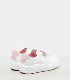 JIMMY CHOO Diamond Light Maxi Leather Sneakers - White
