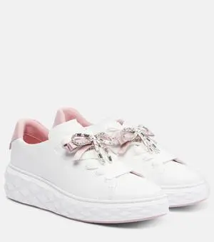JIMMY CHOO Diamond Light Maxi Leather Sneakers - White