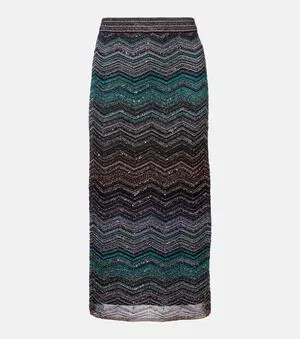 Missoni Zigzag Lamé Midi Skirt - Multicoloured