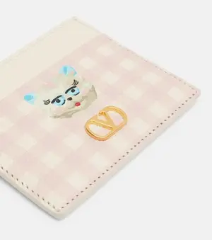 Valentino Garavani Vlogo Checked Leather Card Holder