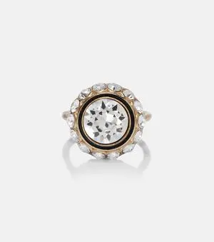 Valentino Garavani Vlogo Crystal-embellished Enamel Ring - Gold