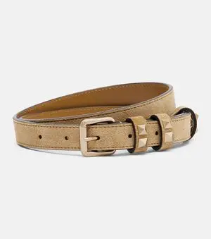 Valentino Garavani Rockstud Suede Belt - Beige