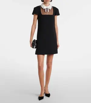 SELF-PORTRAIT Bow-detailed Crêpe Minidress