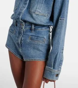 SELF-PORTRAIT Embellished Denim Romper