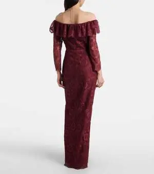 SELF-PORTRAIT Off-shoulder Lace Maxi Dress
