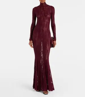 Norma Kamali Lace Turtleneck Gown