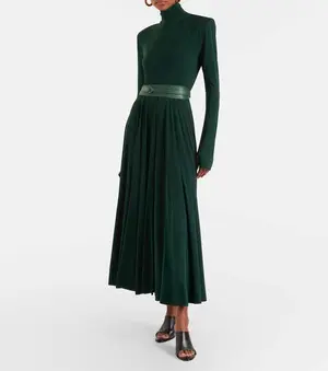 Norma Kamali Belted Pleated Midi Dress