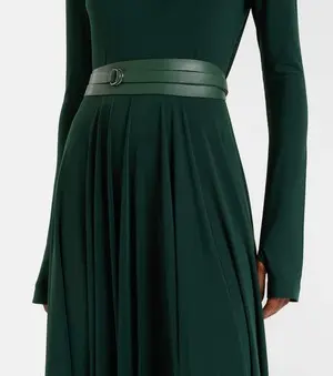 Norma Kamali Belted Pleated Midi Dress