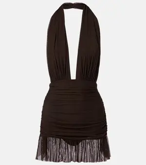 Norma Kamali Halterneck Ruched Mini Dress