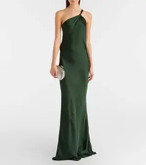 Norma Kamali One-shoulder Satin Gown