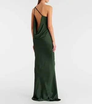 Norma Kamali One-shoulder Satin Gown