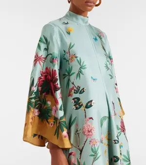 La DoubleJ Magnifico Floral Silk Twill Maxi Dress - Green