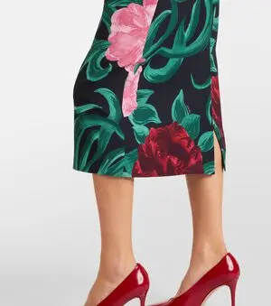 La DoubleJ Floral Print Satin Pencil Skirt - Multicoloured