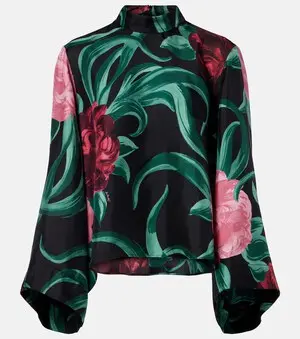 La DoubleJ Floral Silk Twill Top - Multicoloured