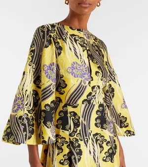 La DoubleJ Belle Cutout Printed Silk Maxi Dress