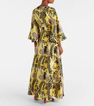 La DoubleJ Belle Cutout Printed Silk Maxi Dress