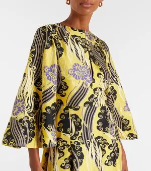 La DoubleJ Belle Cutout Printed Silk Maxi Dress