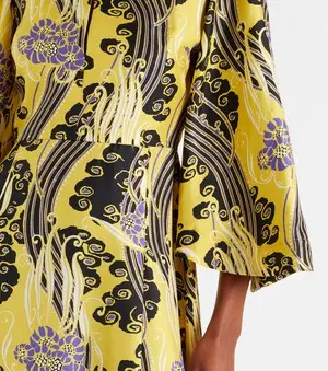 La DoubleJ Belle Cutout Printed Silk Maxi Dress
