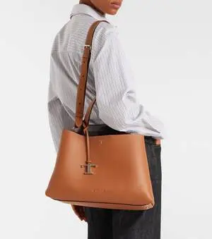 TOD'S Apa Medium Leather Tote Bag - Brown