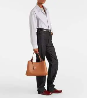 TOD'S Apa Medium Leather Tote Bag - Brown