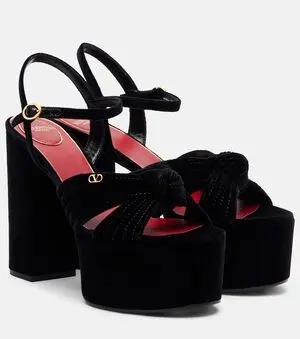 Valentino Garavani Crasher 125 Velvet Platform Sandals - Black